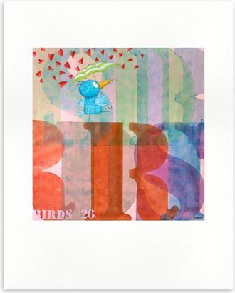 Steinbeck Kunst-Druck - Birds 26 - Laß Liebe regnen - 40x50cm Museumsqualität auf Hahnemühle German Etching 310g/qm - OHNE RAHMEN