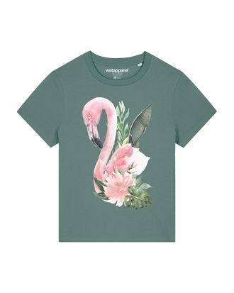 wat? Apparel T-Shirt Flamingo mit Blumen