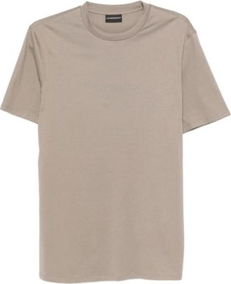Emporio Armani Homme, Tops, Beige, Taille: XL T-shirt &agrave; Col Rond avec Logo Discret