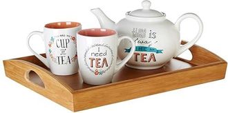 Premier Housewares Serviertablett, Bambus, mit Griffen