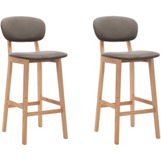 vidaXL Vidaxl - Tabourets de bar lot de 2 taupe tissu