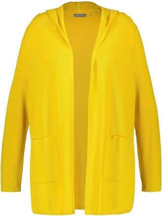 Samoon Damen Offener Long-Cardigan mit Kapuze Langarm unifarben Light Sun 56