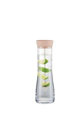 Blomus Carafe &agrave; eau -DRIWA- | en verre, 1 litre | carafe en verre avec bec verseur sur le couvercle et brochette de fruits | Rose Dust