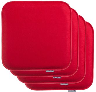 Brandsseller 4er Set Sitzkissen aus Filz 35x35x2 cm - Robuste Stuhlauflagen f&uuml;r innen und au&szlig;en, eckiges Sitzpolster, strapazierf&auml;higes Kissen f&uuml;r St&uuml;hle - Rot