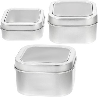NUOBESTY 3 St&uuml;ck Quadratische Wei&szlig;blech Dosen mit Deckel Aufbewahrungsboxen aus Blech f&uuml;r Kerzenherstellung S&uuml;&szlig;igkeiten und Schmuck Stapelbare Metallboxen f&uuml;r 