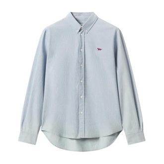 Maison Kitsun&eacute; Homme, Chemises, Bleu, Taille: M Profile Fox Casual Shirt