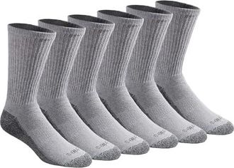 Dickies Dri-Tech Moisture Control Crew Socks Multipack Chaussettes décontractées, Gris (6 Paires), M (Lot de 6) Homme