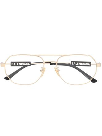Balenciaga lunettes de vue pilote à logo - Noir
