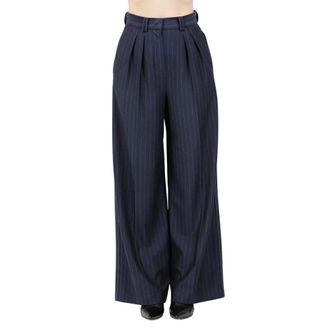 Max Mara Gestreifte Wide Hosen - - Trousers - Damen - Blau - S