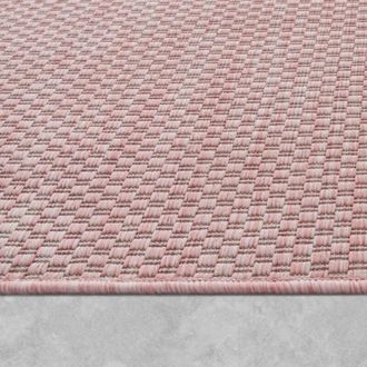 Paco Home Paco Home - In- & Outdoor Teppich Flachgewebe einfarbig modern wetterfest für Terrasse Küche Einfarbiges Muster Pink, 200 cm Rund