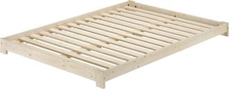Erst-Holz Niederflurbett Doppelbett 140x200 Fichte massiv unbehandelt mit w&auml;hlbarem Zubeh&ouml;r V-60.85N-14Rollrost inkl