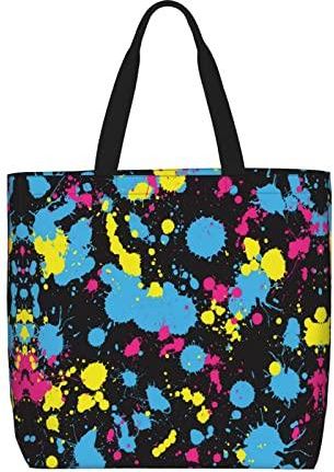 Generic Sac Fourre-Tout &Eacute;claboussures N&eacute;on Phosphorescentes Sac Biblioth&egrave;que Personnaliser Avec Poign&eacute;es Sacs En Toile, Pour &Eacute;cole, Voyage, Filles, Burea