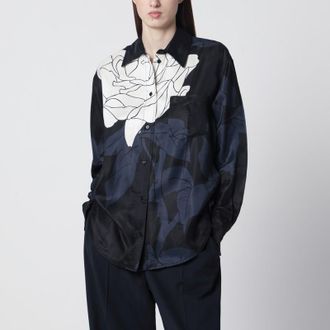 Victoria Beckham Navy blue shirt with floral pattern
