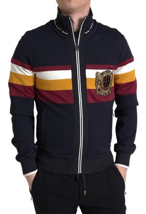 Dolce & Gabbana Mens Blue Cardigan Heraldic Full Zip Sweater Clothing