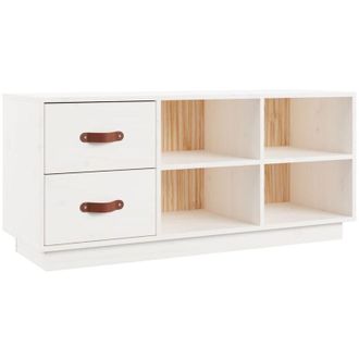 vidaXL Vidaxl - Banc &agrave; chaussures Blanc 100x34x45 cm Bois de pin massif