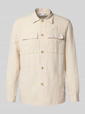 Manuel Ritz Regular Fit Leinenhemdjacke mit Brustpattentaschen