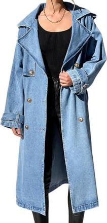 ORANDESIGNE Femmes Automne Casual Mode Denim Manches Longues Déchiré Veste Blouson Jean Bouton Veste Jacket Coat Outwear J Bleu S