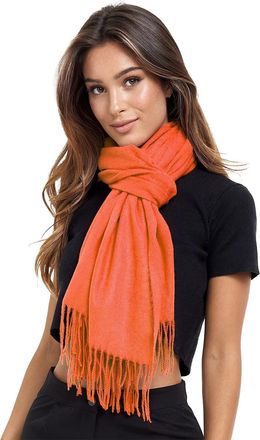 Glamexx24 Schal Damen Winterschal Gef&uuml;hl Langer Schal mit Fransen Baumwolle Warm Herbst Winter Unifarben Deckenschal und T&uuml;cher 200 x 74 cm