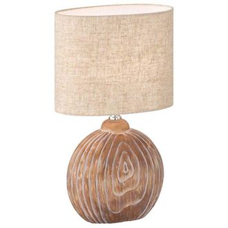 Fischer & Honsel Fischer&honsel - Lampe de table lampe de chevet lampe dappoint E14 c&eacute;ramique aspect bois textile sable