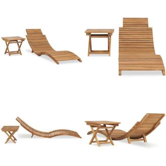 vidaXL Vidaxl - Klappbare Sonnenliege mit Tisch Massivholz Teak - Holz-Sonnenliege - Teakholzm&ouml;bel - Gartenm&ouml;bel - Lounge Set - Zusammenklappbare Liege