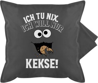 Shirtracer Kissenbezug - Karneval & Fasching - Kissen - Ich tu nix Ich will nur Kekse I Kr&uuml;melmonster I Keksmonster I Cookie Monster I Keks - 50 x 50 cm - Grau -