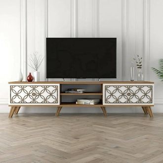 Dmora TV-Schrank Skat 180x35x44 cm Braun 2 Böden 4 Fächer