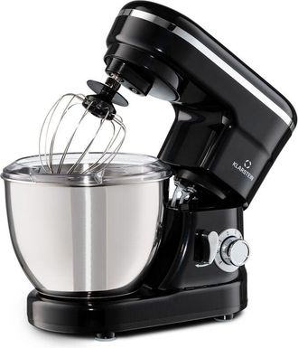 Klarstein Klarstein - Bella Küchenmaschine - Knetmaschine mit 6 Geschwindigkeitsstufen, Rührmaschne aus Edelstahl, Pulsfunktion, planetarischen Rührsystem, 3