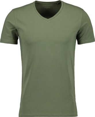 Ragman Herren T-Shirt V-Ausschnitt Uni, Body fit Oliv-339, XXL