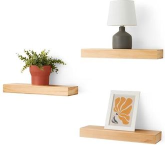 Amazon Basics schwebendes Wandregal aus Holz, 40,1 x 12,7 x 4,6 cm, Packung mit 3 Stück, Kiefernholz