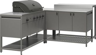 IKEA B&Aring;TSK&Auml;R Au&szlig;enk&uuml;che mit Gasgrill+Bartisch
