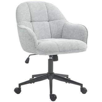 HOMCOM Fauteuil de Bureau Chaise de Bureau Design Contemporain Dossier Assise capitonnée Hauteur réglable pivotant 360° piètement Noir revêtement Tissu Gris