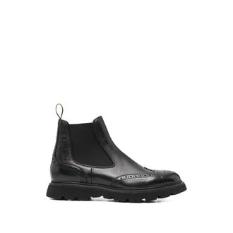 Doucal's Leather Brogue Sneaker - Black