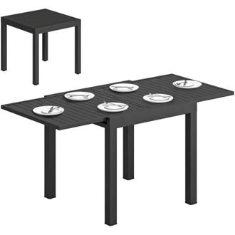 OUTSUNNY Table de jardin extensible - table ext&eacute;rieur - Outsunny - 4-6 personnes avec rallonge auto-stock&eacute;e - aluminium - 80-160x80cm - noir