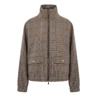 Fabiana Filippi Veste Bombe Jersey &agrave; Carreaux - Femme - Vestes - Brun - Taille: 38 FR