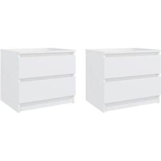 vidaXL Tables de chevet 2 pcs Blanc 50x39x43,5 cm Agglom&eacute;r&eacute;