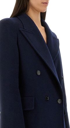 Max Mara Virgin Wool and Cashmere Double-Breasted Coat - Blue