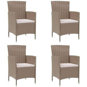 vidaXL Gartenst&uuml;hle mit Kissen 4 Stk. Poly Rattan Beige vidaXL