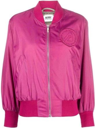 Autry Femme, Vestes, Rose, Taille: 42 FR Logo Bomber Jacket