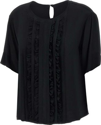 Kaos Kaos, Femme, Blouses et Chemises, Noir, Taille: 40 FR Ruffled Blouse