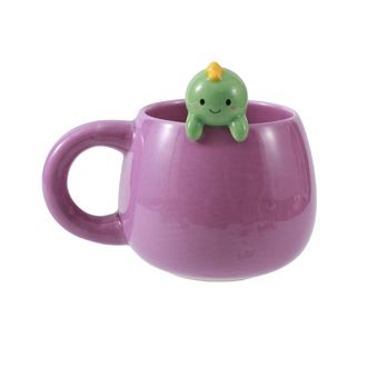 i-Total Keramiktasse mit Tiermotiv aus Keramik am Rand, Tasse f&uuml;r Tee oder Kaffee (HELLO DINO)