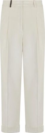 PESERICO Femme, Pantalons, Blanc, Taille: 42 FR Pantalon en velours c&ocirc;tel&eacute;