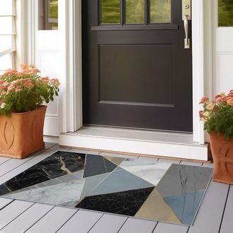 Generic Multicolore Lavable en Machine Tapis Salon Minimalisme marbre g&eacute;om&eacute;trie, 120 x 180 cm Doux Tapis de Sol Pelucheux Dessous Antid&eacute;rapant, Entree Interie