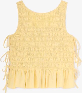 Ganni Haut en coton jaune Italian Straw biologique - Taille 40 - Pour Femme