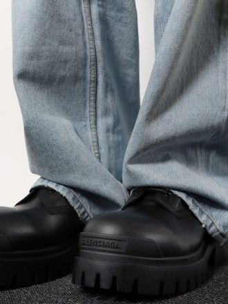 Balenciaga Mens Leather Boots Black Rubber Sole