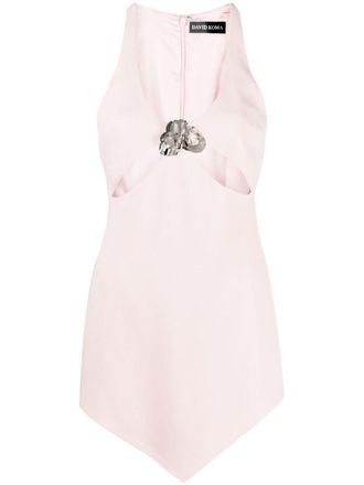 DAVID KOMA robe courte &agrave; appliqu&eacute; fleur - Rose