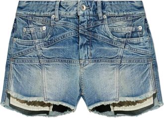 Rick Owens Femme, Shorts, Bleu, Taille: W27 Short en denim effet vieilli