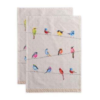 Maison d'Hermine Birdies on Wire Lot de 2 torchons de Cuisine 100% Coton 50,8 x 79,5 cm