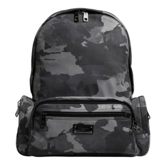 Dolce & Gabbana Camouflage Logo Plaque Rucksack - - Bags - Herren - Grau - ONE SIZE