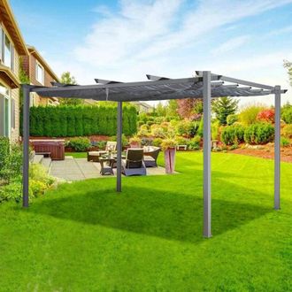 M&S Collection M&s - Pergola en aluminium 3x4 m tissu imperméable coloris gris