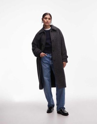 Arket Mittellanger Oversize-Mantel aus Wolle und Alpakawolle in Schwarz